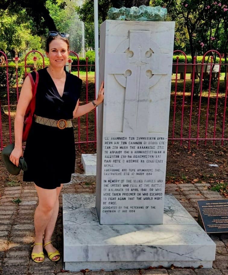 Iris Roger-Eitan - near the memorial monument in Kalamata (Photo ...