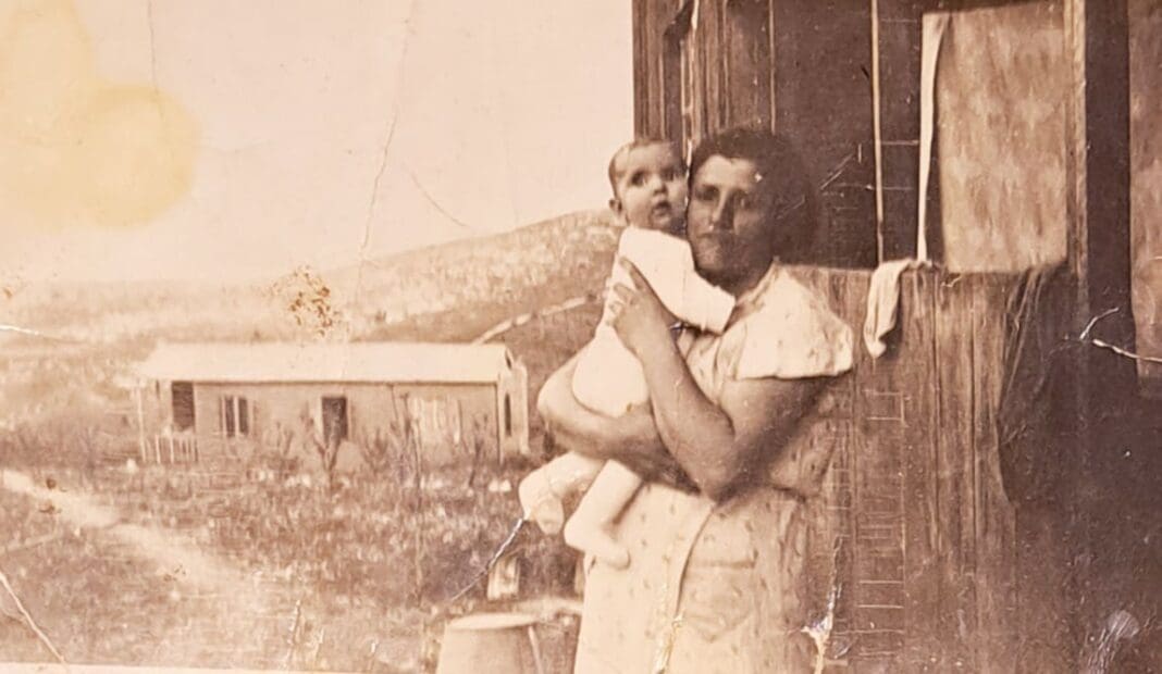 Yona Greenberg as a baby in a stroller, the head of the Ahuza ...